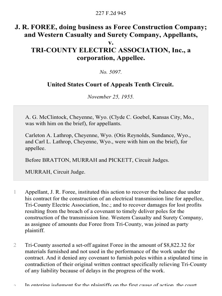 J. R. Foree, Doing Business As Foree Construction Company and Western ...