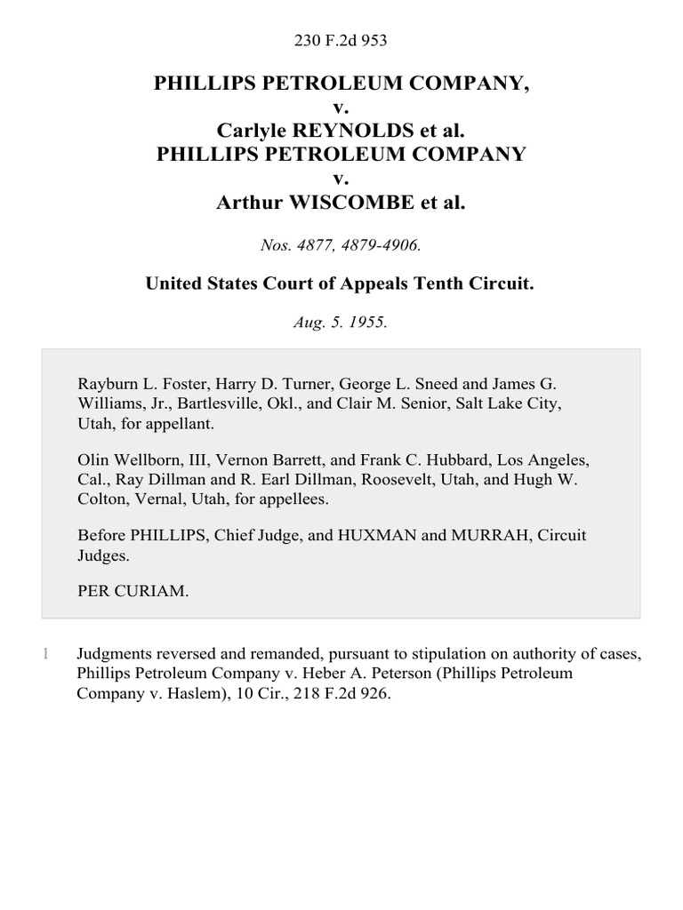 Phillips Petroleum Company v. Carlyle Reynolds Phillips Petroleum ...