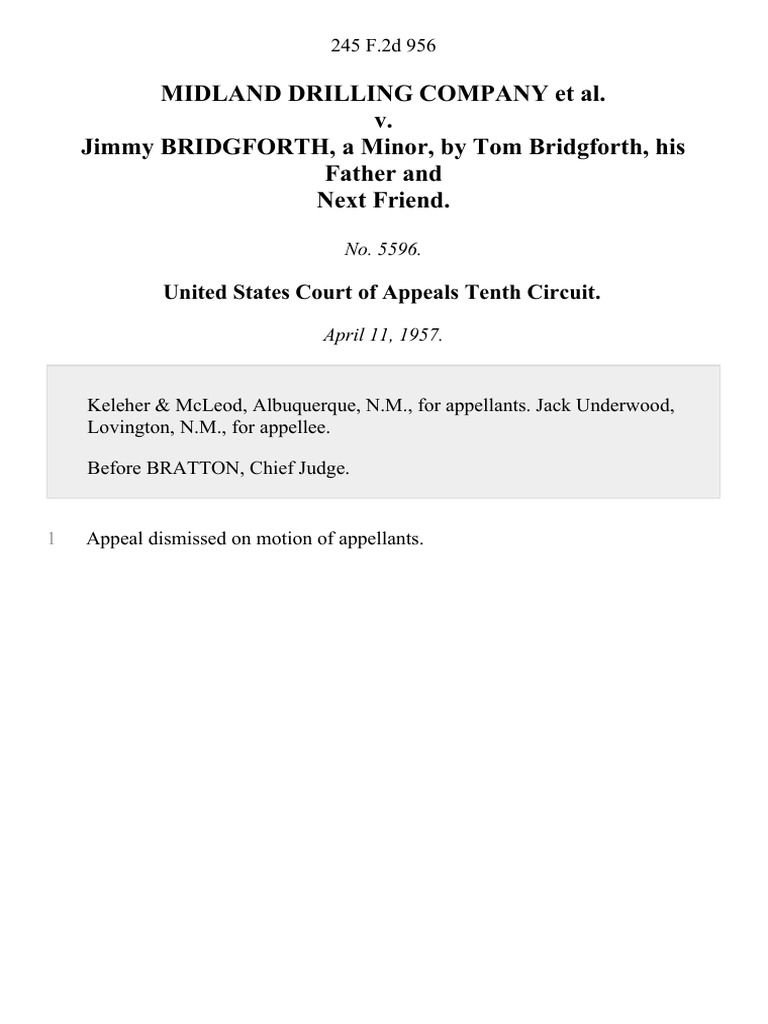 Midland Drilling Company v. Jimmy Bridgforth, A Minor, by Tom ...