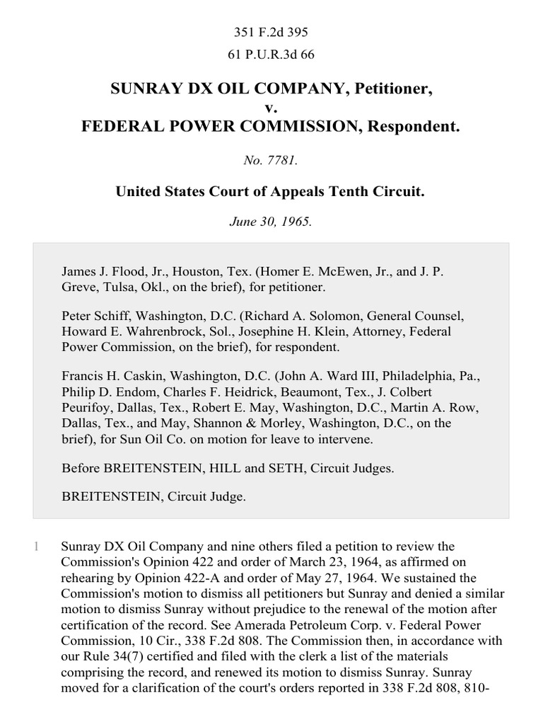 Sunray DX Oil Company v. Federal Power Commission, 351 F.2d 395, 10th ...