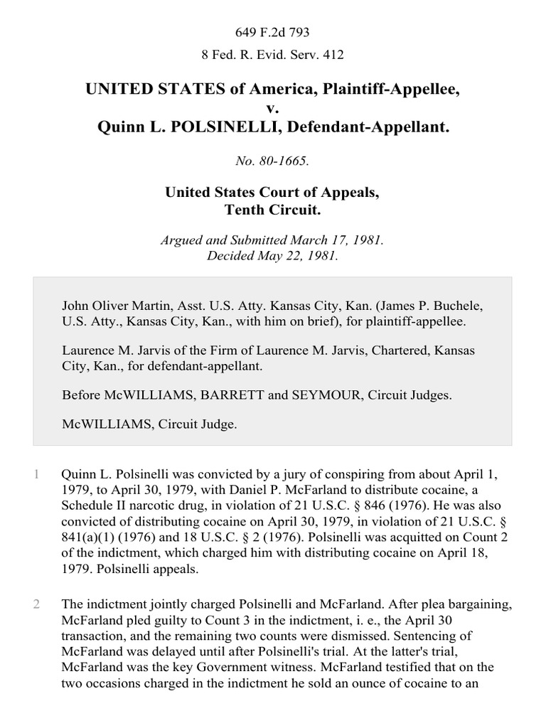 United States v. Quinn L. Polsinelli, 649 F.2d 793, 10th Cir. (1981 ...
