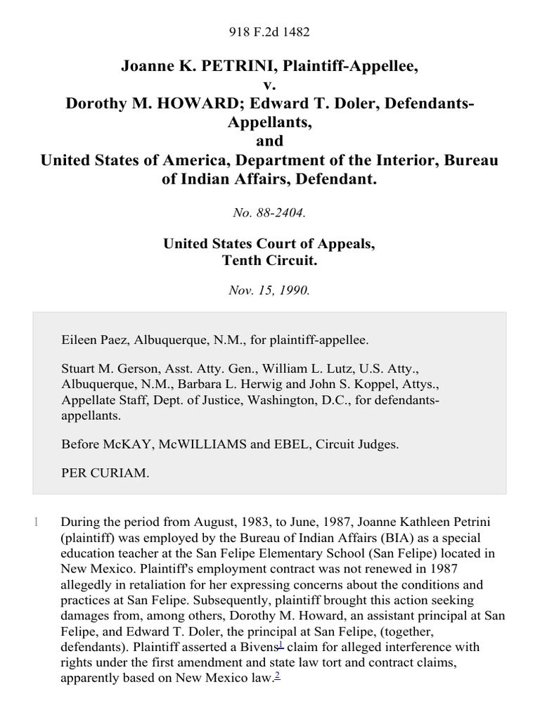 Joanne K. Petrini v. Dorothy M. Howard Edward T. Doler, and United ...