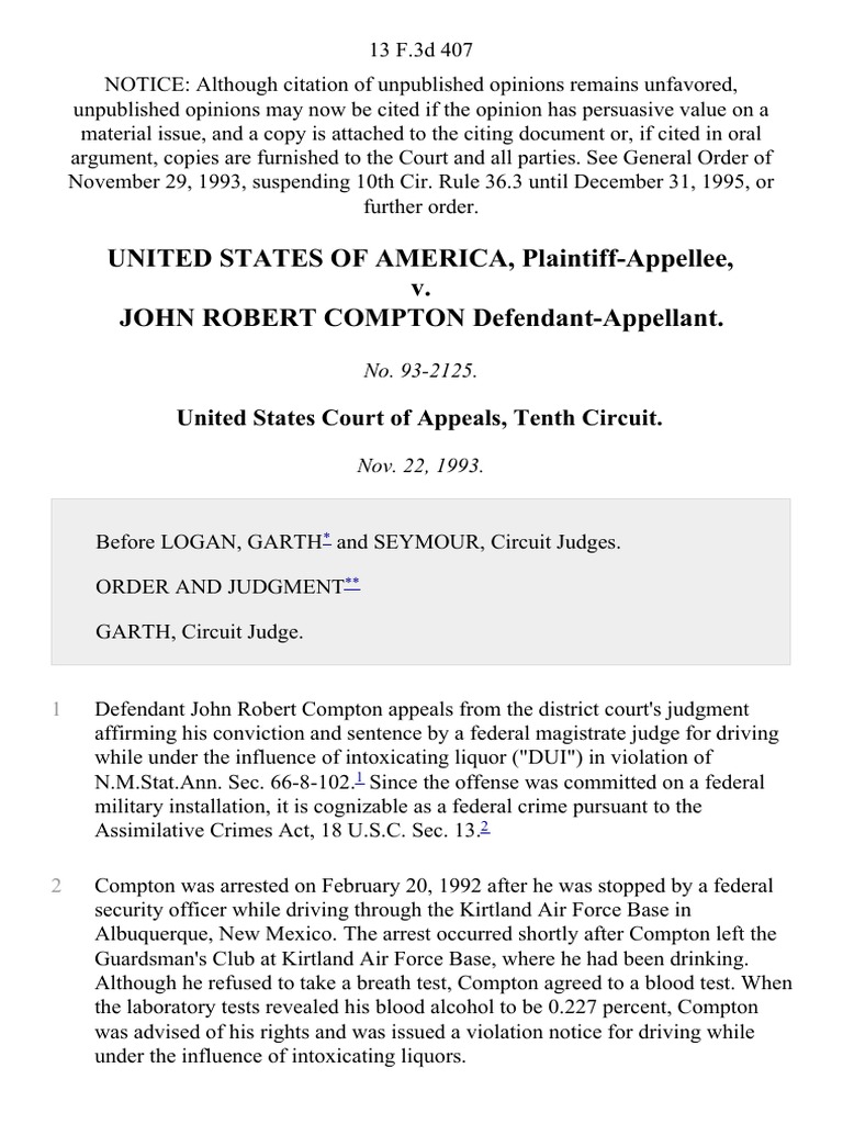 United States v. John Robert Compton, 13 F.3d 407, 10th Cir. (1993 ...