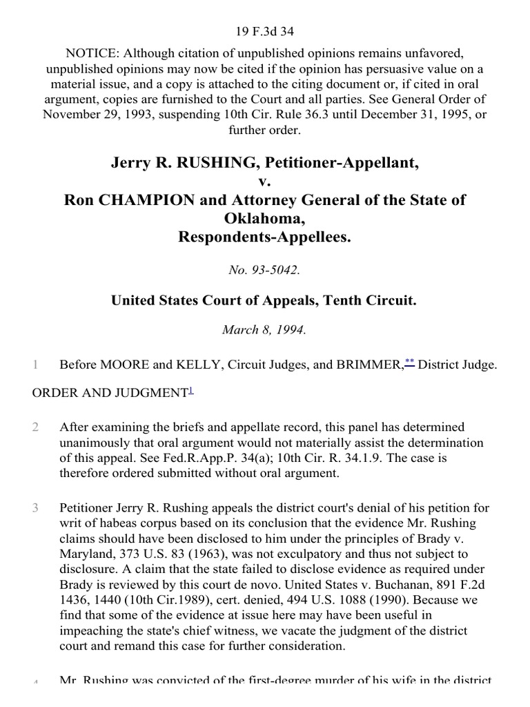 Jerry R. Rushing v. Ron Champion and Attorney General of The State of ...