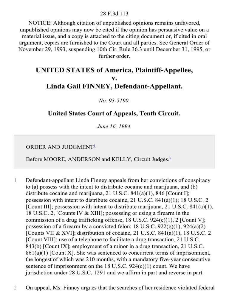 United States v. Linda Gail Finney, 28 F.3d 113, 10th Cir. (1994) | PDF ...