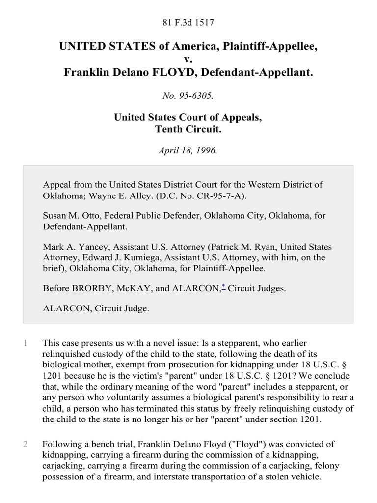 United States v. Franklin Delano Floyd, 81 F.3d 1517, 10th Cir. (1996 ...