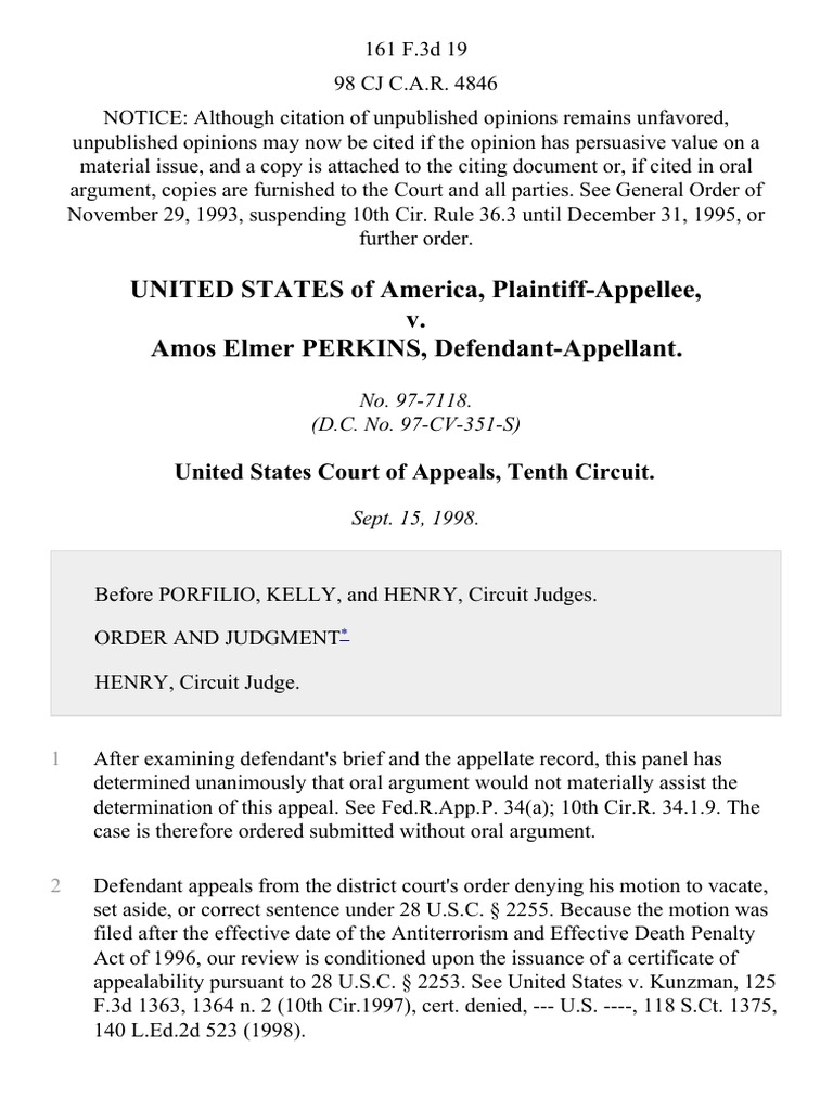 Appeal Denied in Perkins Case | PDF | Social Science