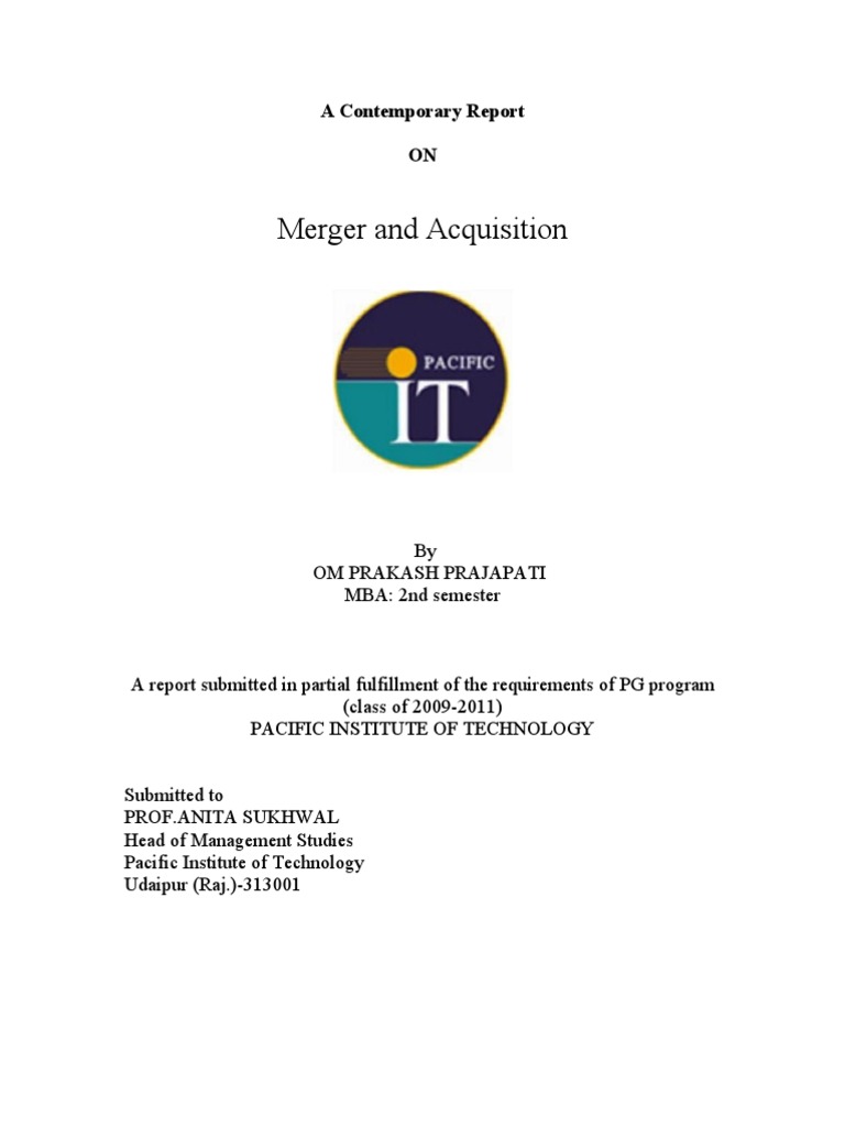 Insights on Mergers and Acquisitions | PDF | Mergers And Acquisitions ...