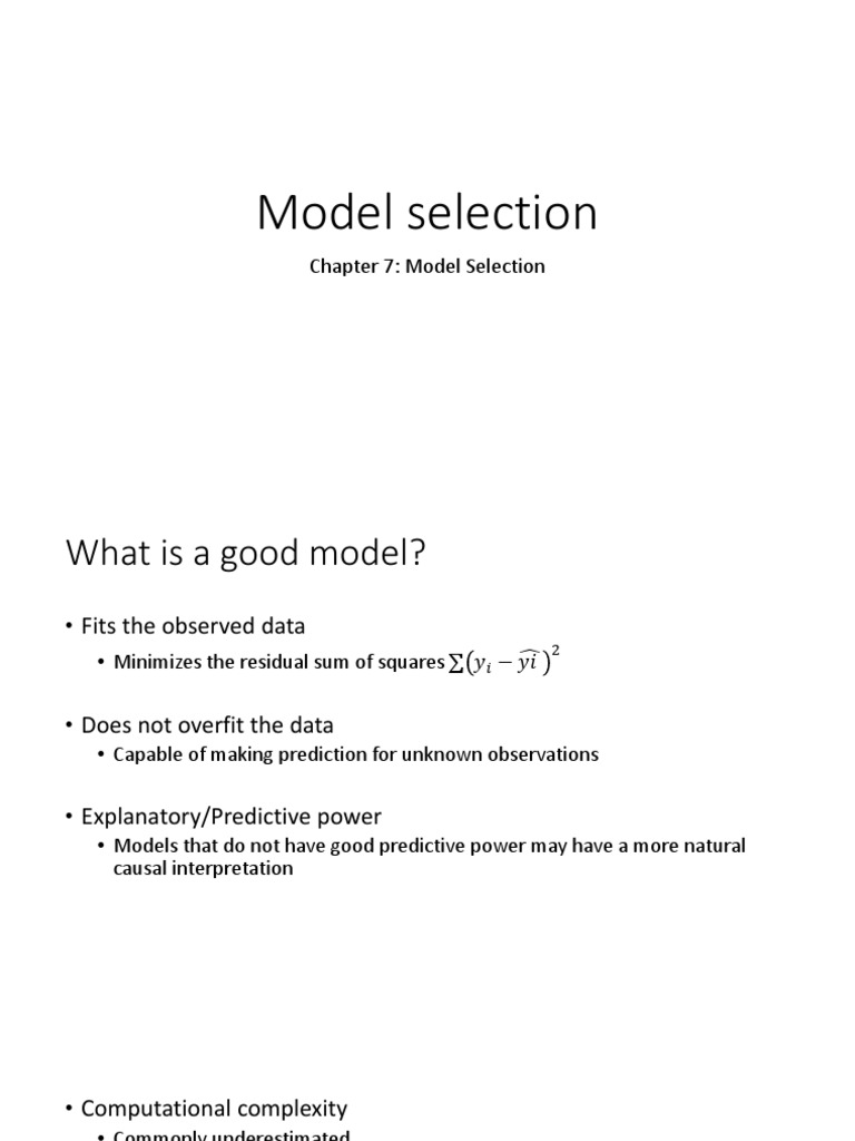 Model Selection Part 1 Pdf P Value F Test