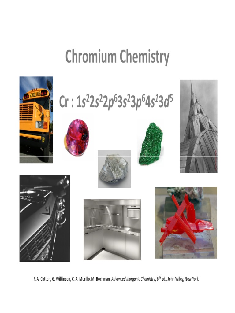 Chromium Chemistry: CR: 1s 2s 2p 3s 3p 4s 3d | PDF | Chromium | Redox