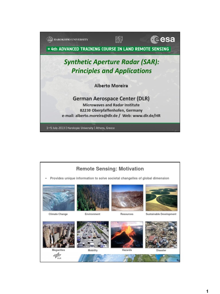 SAR-Principles and Applications | PDF | Remote Sensing | Radar