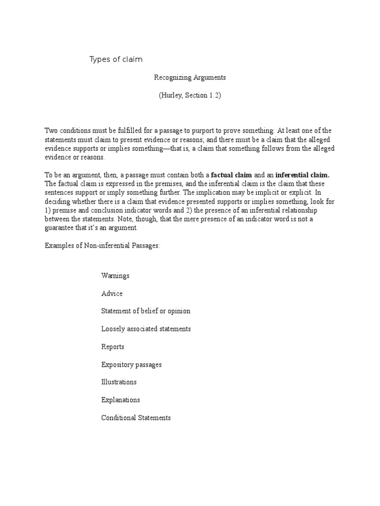 inferential and factual claim | Argument | Academic Discipline Interactions