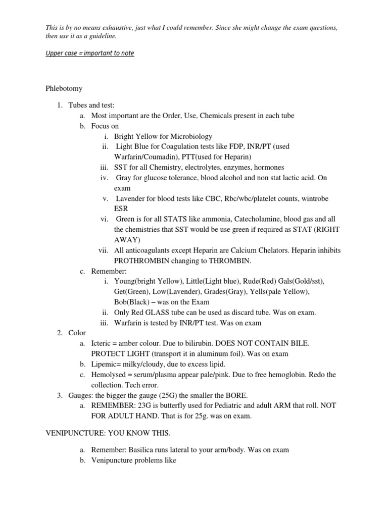 Phlebotomy and Hematology Exam Guide | PDF | Leukemia | Hemoglobin