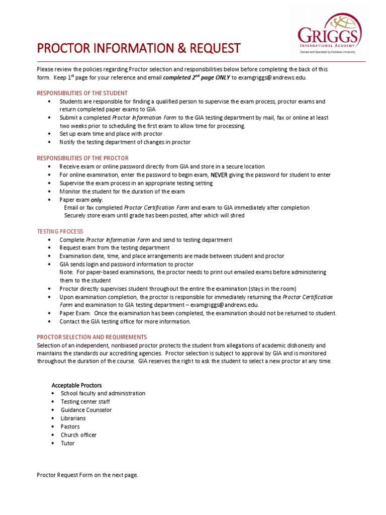 Proctor Information PDF | PDF