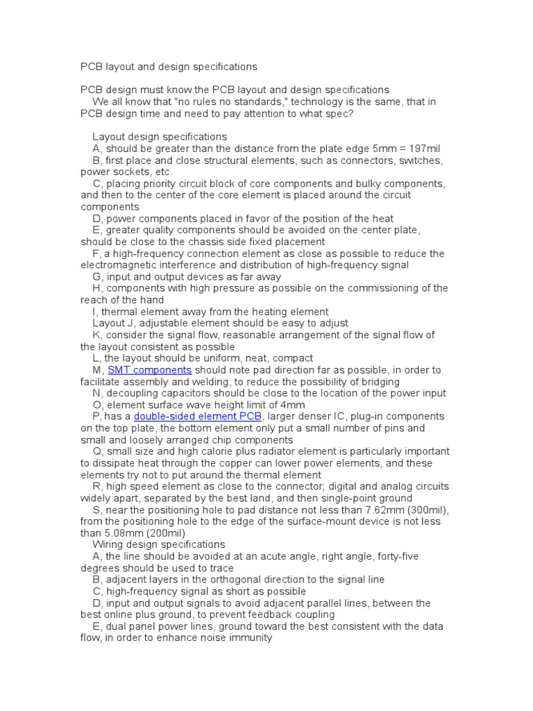 PCB Layout and Design Specifications | PDF | Printed Circuit Board ...