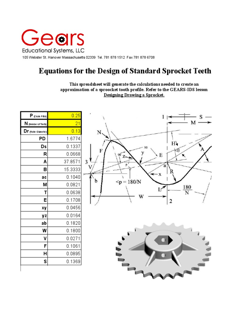 Sprocket Tooth Profile Calculator | PDF