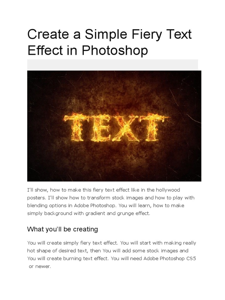 Day 2 - Create A Simple Fiery Text Effect in Photoshop | PDF | Adobe ...