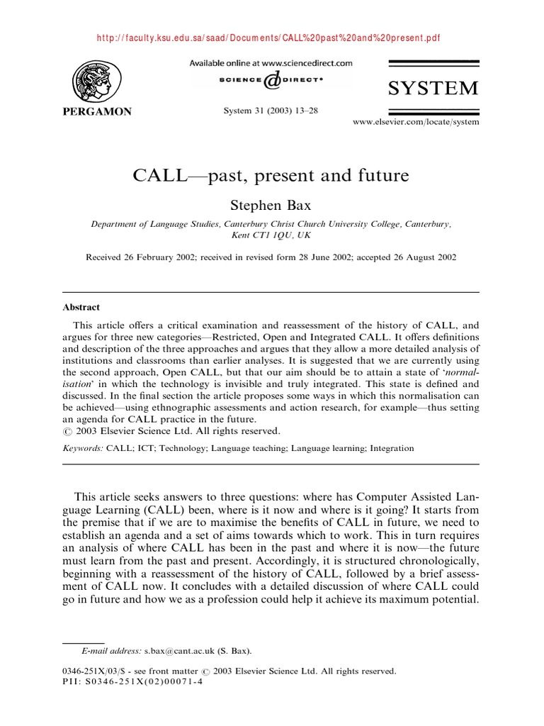 Critical Examination of the History and Future of Computer Assisted ...