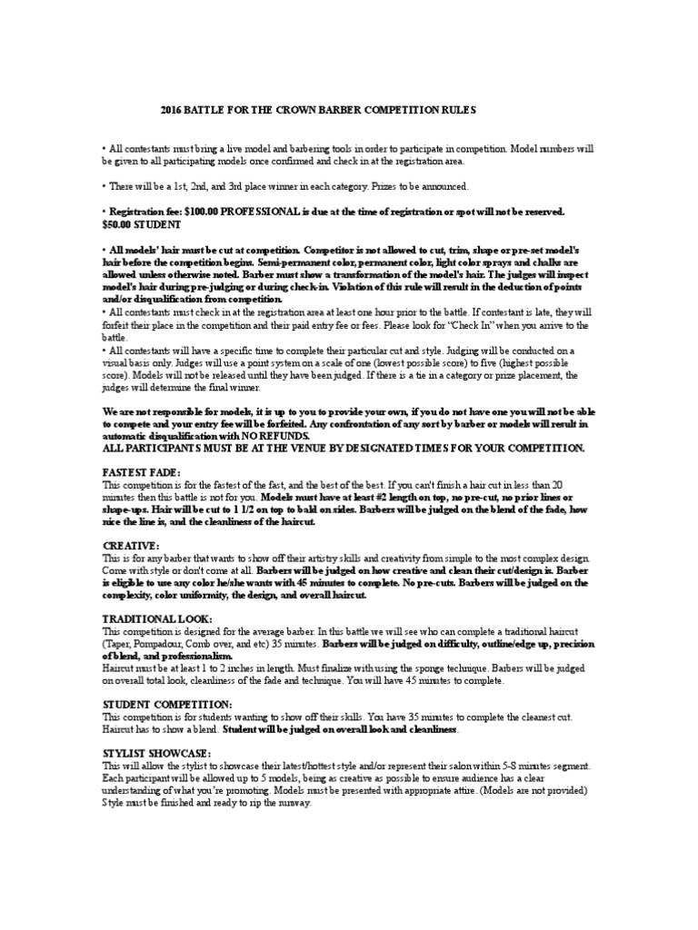 Barber Battle Rules | Download Free PDF | Hairstyle | Business