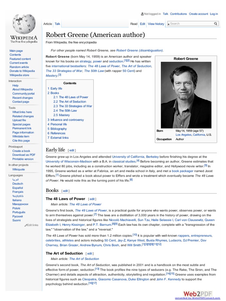 Robert Greene Wikipedia | PDF | Books
