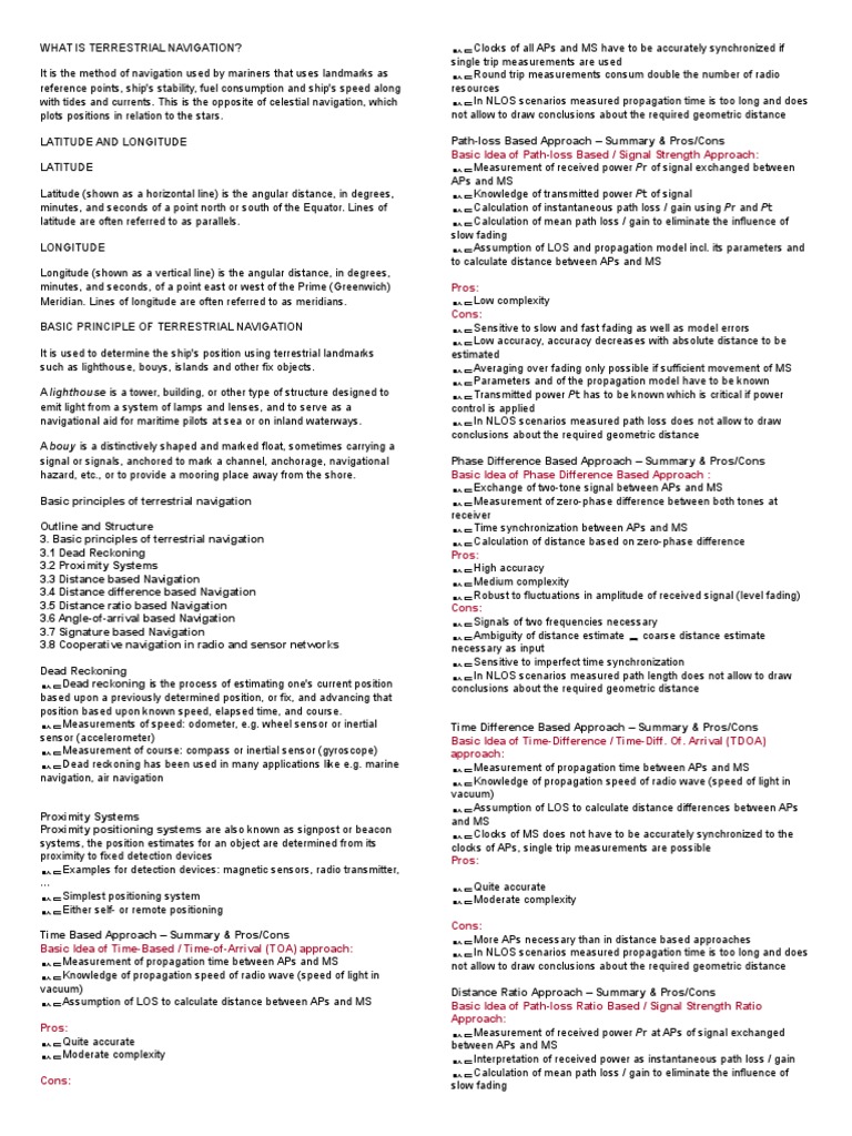 Basic Principles of Terrestrial Navigation | PDF | Navigation | Longitude