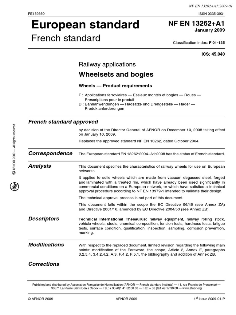 EN - 13262+A1-2009 Railway Applications-Wheelsets and bogies-Wheels ...