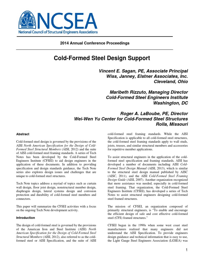 CFSEI Tech Notes Guide Cold-Formed Steel Design | PDF | Framing ...