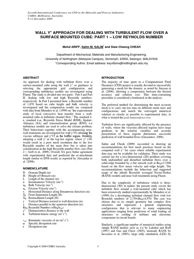 Y+ CFD PDF | PDF | Fluid Dynamics | Reynolds Number