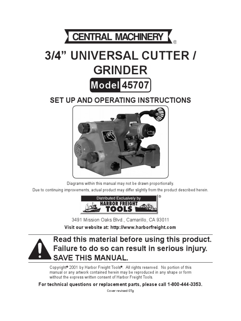 3/4" Universal Cutter / Grinder: Model | PDF | Screw | Ac Power Plugs ...