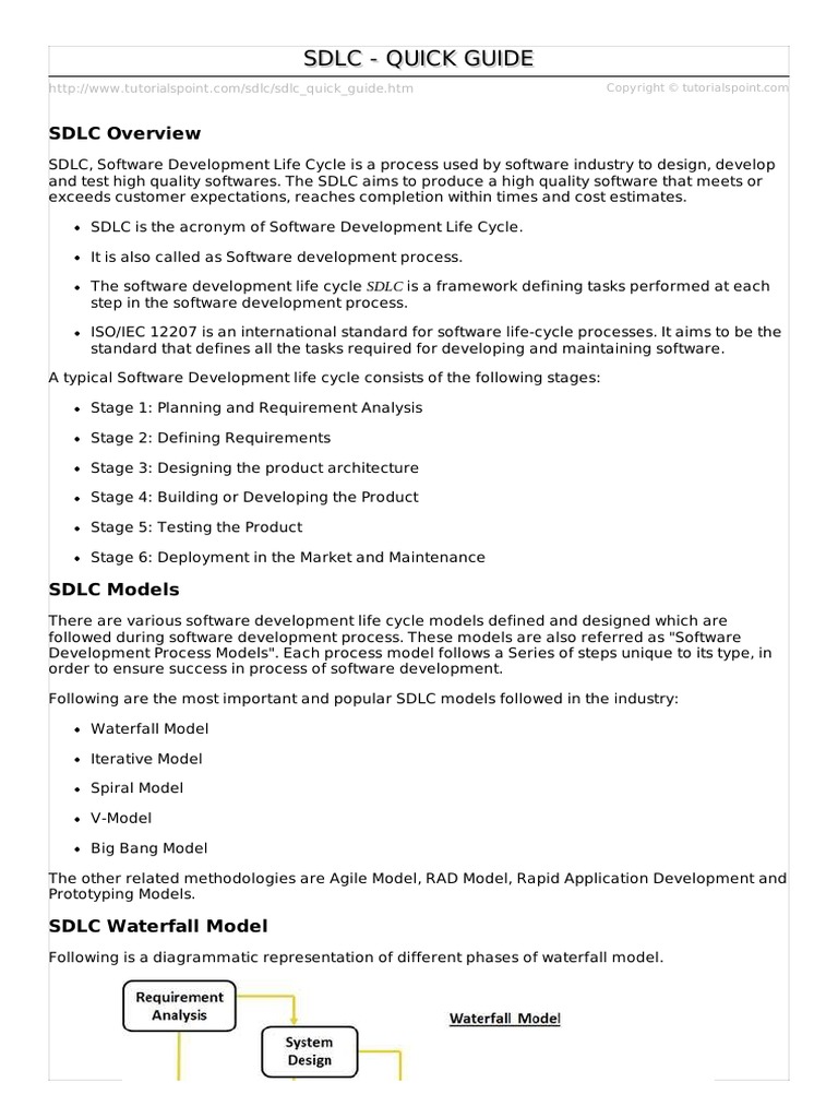 SDLC Quick Guide | PDF | Software Development Process | Agile Software ...