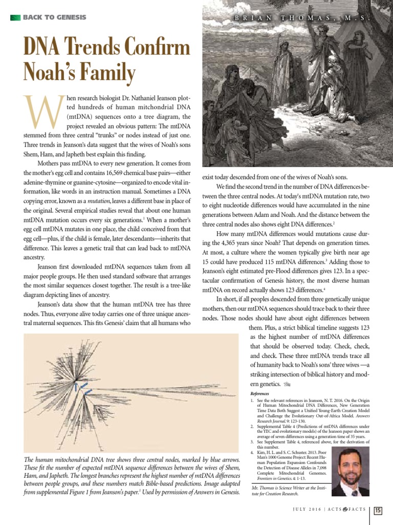 DNA Evidence Supports Noah's Wives | PDF | Mitochondrial Dna | Genetics