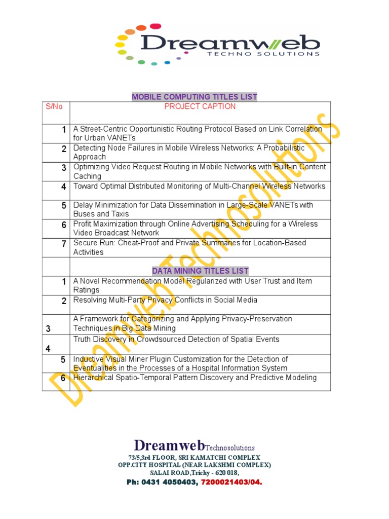 Ieee 2016-2017 Project Titles For Java and Dotnet | PDF | Business | Computers