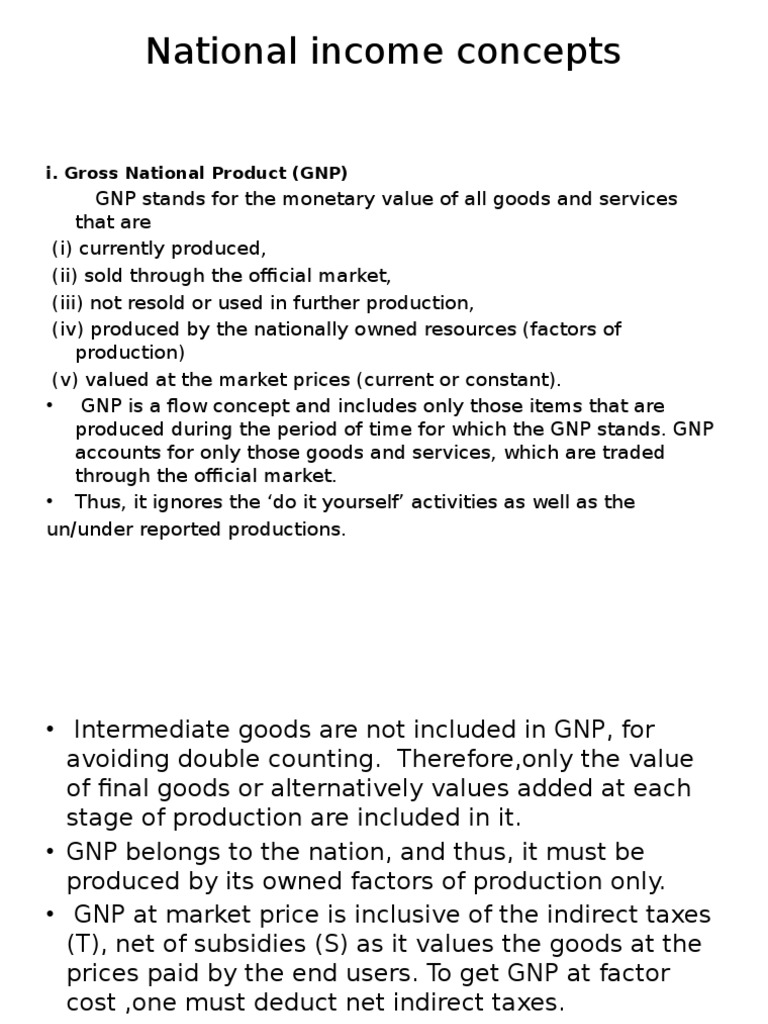 National Income Concepts | PDF | Gross Domestic Product | Measures Of ...