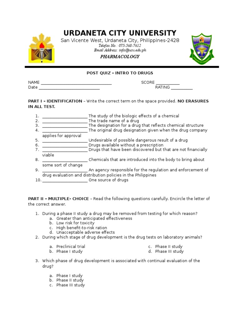 Pharma Post Quiz | PDF | Phases Of Clinical Research | Clinical Trial