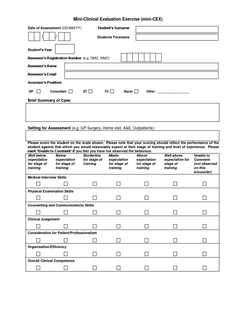 Mini CEX Form PDF | PDF