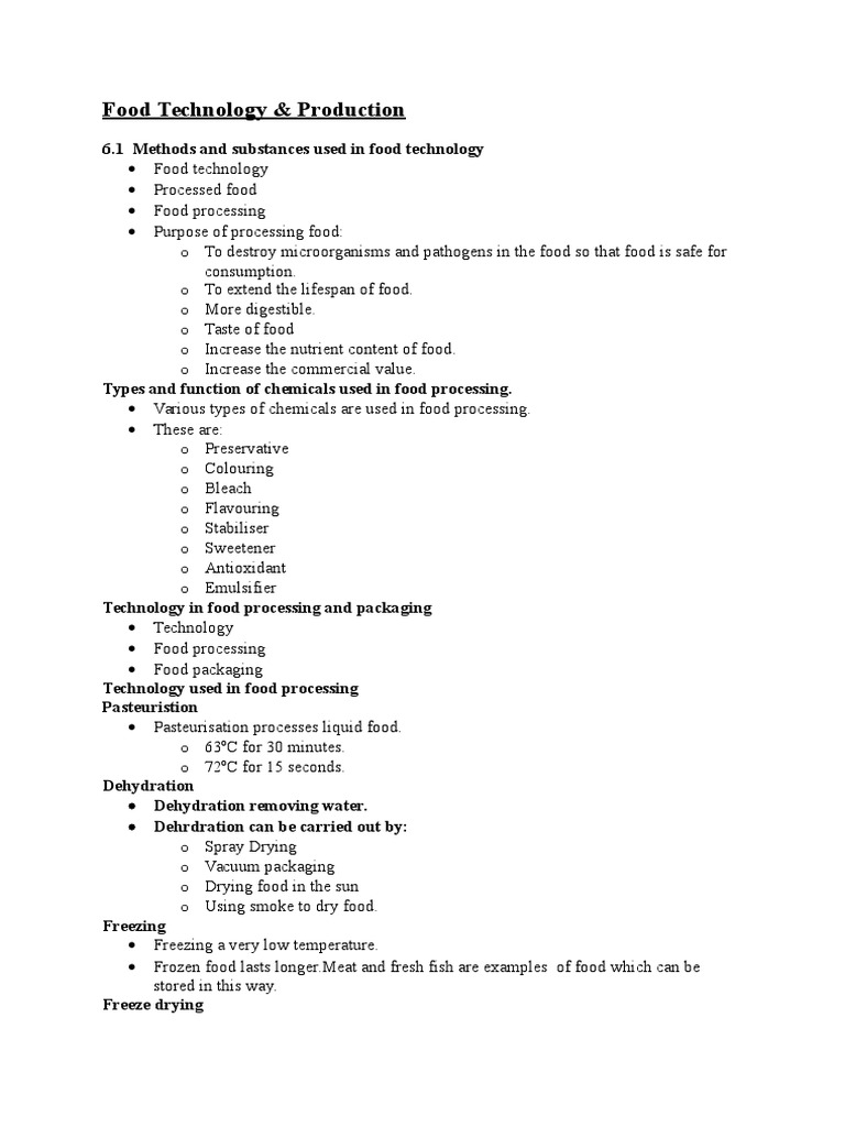 Food Technology SPM | PDF | Food Processing | Foods