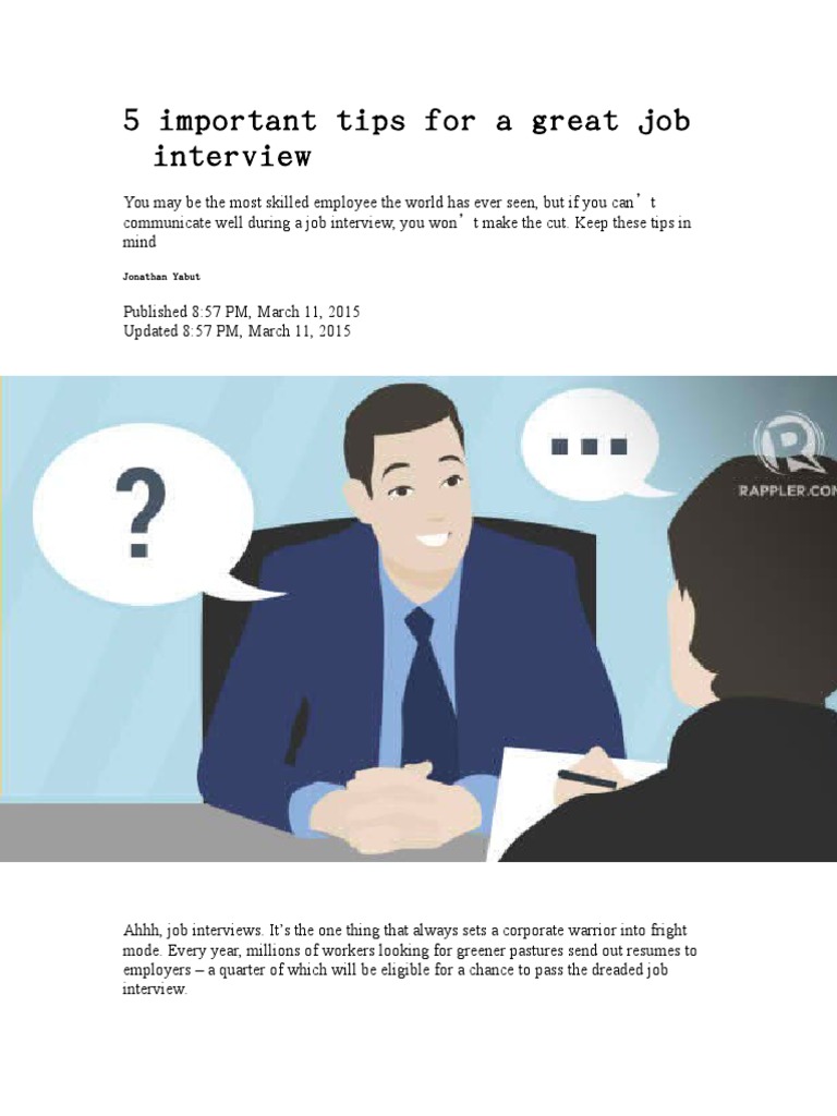 5 Important Tips For A Great Job Interview | PDF | Job Interview ...