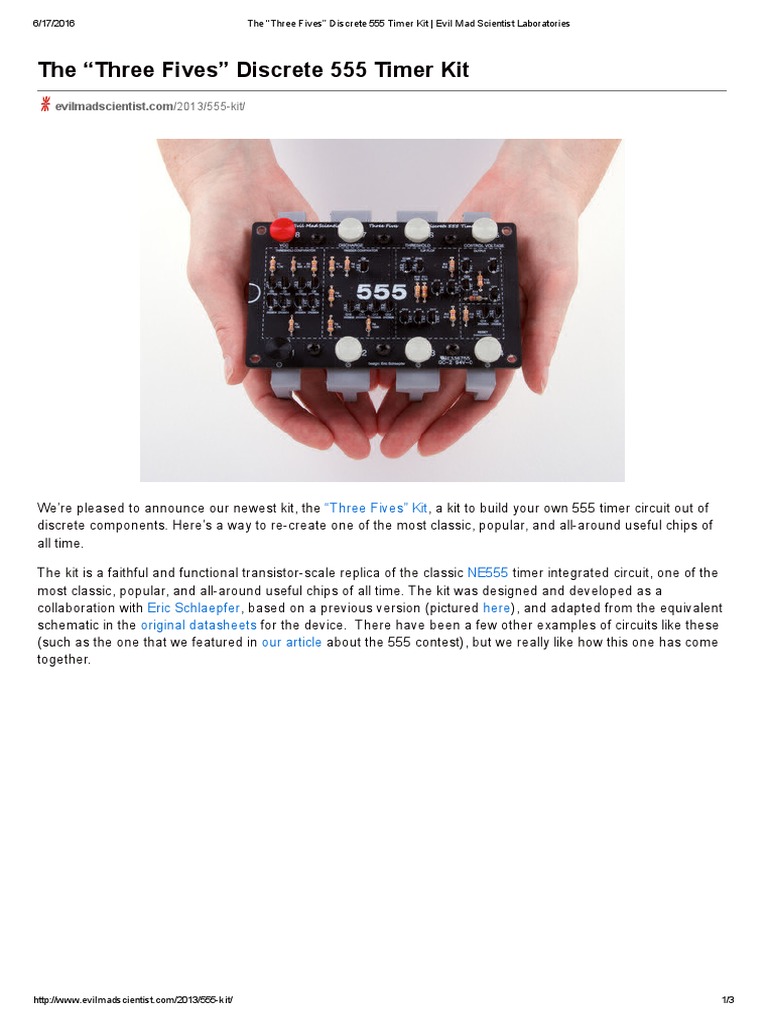 Discrete 555 Timer Kit Guide | PDF