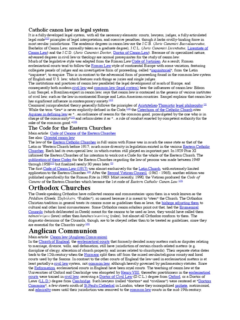 Catholic Canon Law As Legal System | PDF | Canon Law | Catholic Church