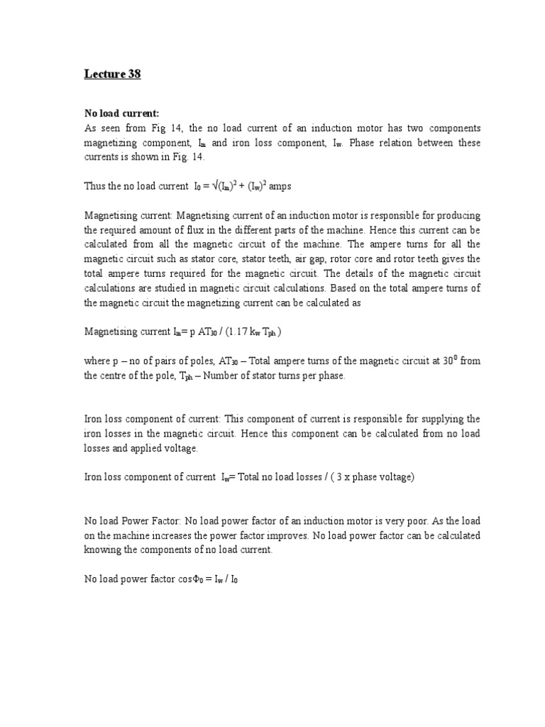 Lecture 38 No Load Current | Download Free PDF | Electromagnetic ...