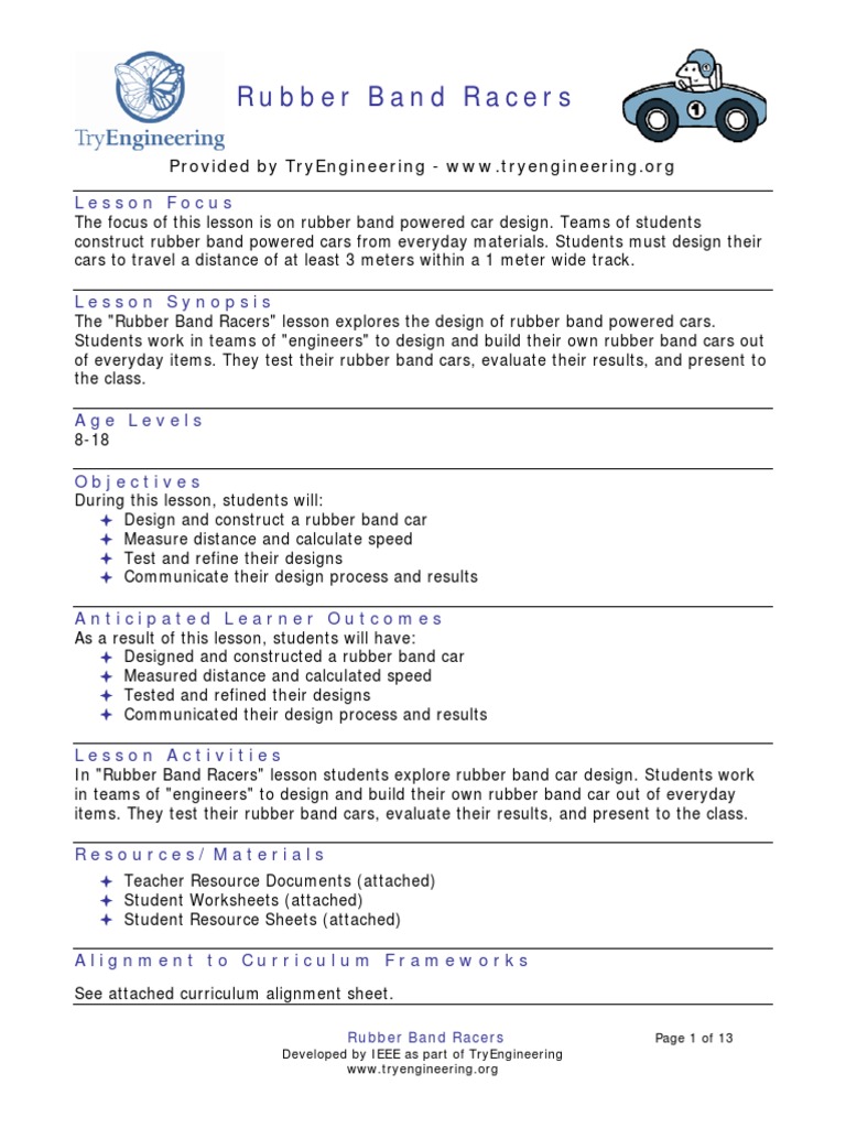Rubberband Racers | PDF | Newton's Laws Of Motion | Science Education