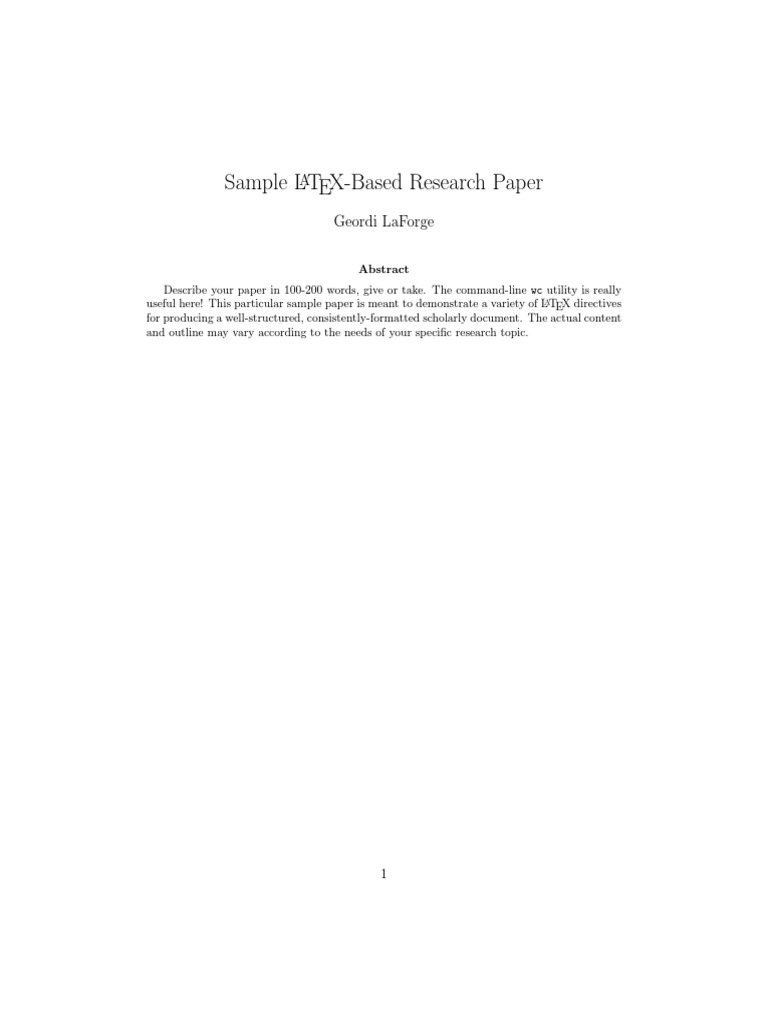 Sample L TEX-Based Research Paper | PDF | Computer Programming | Computing