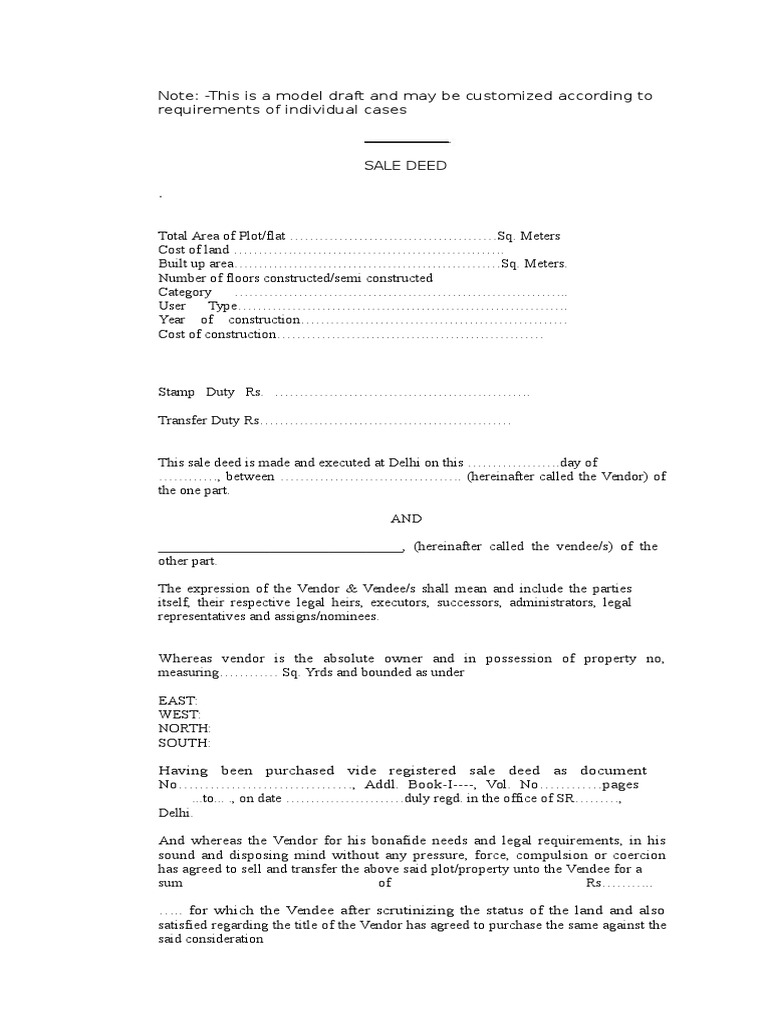 Sale Deed | PDF | Deed | Real Property