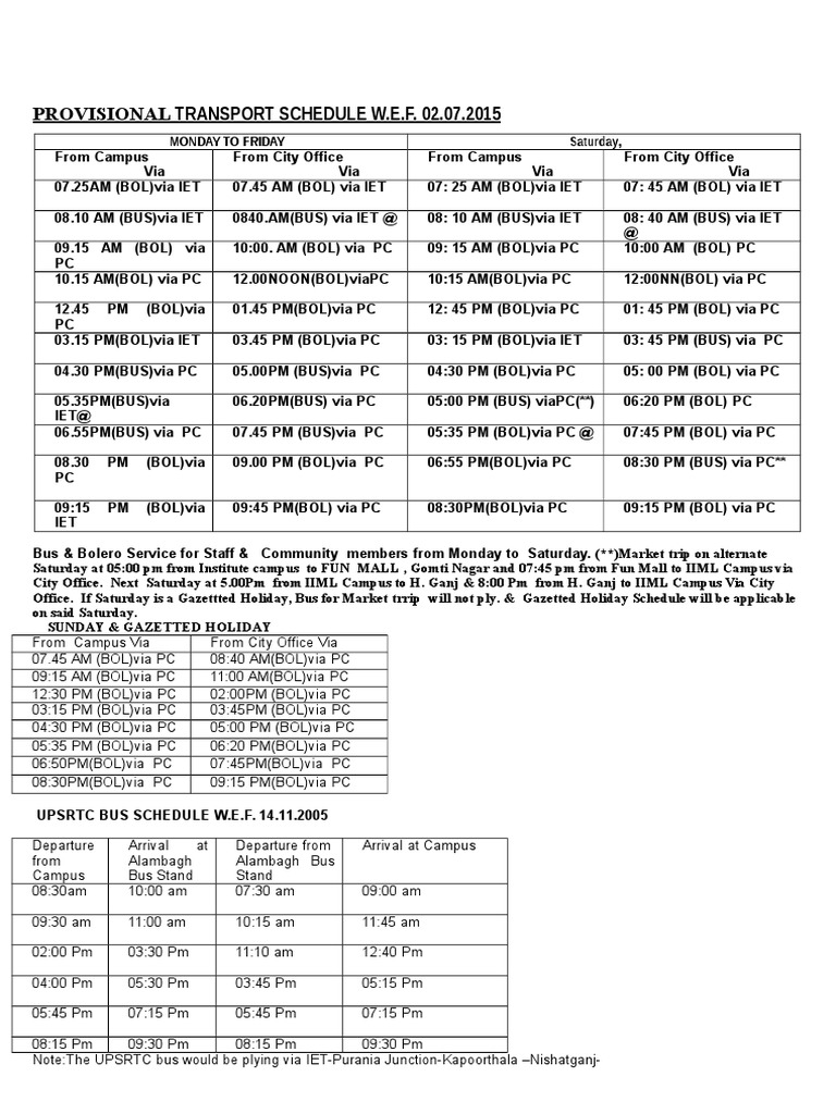 Bus Schedule | PDF | Technology & Engineering