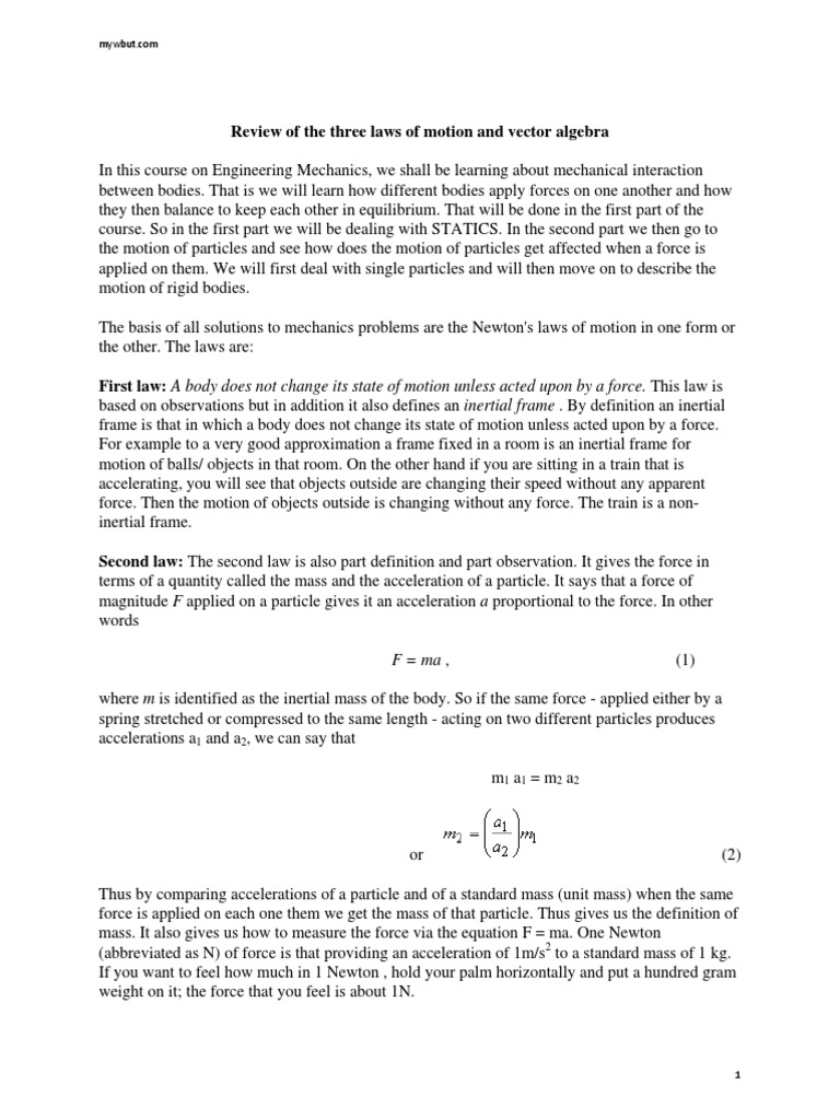 Laws of Motion | PDF | Euclidean Vector | Force