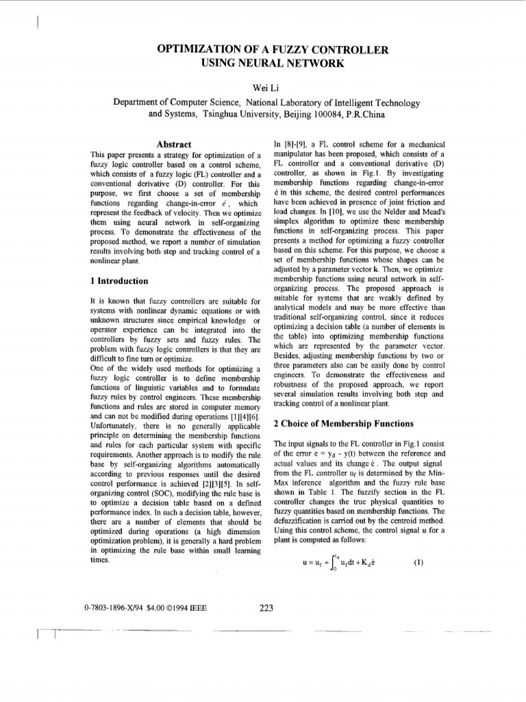 Ieee Fuzz94 Li 1 | PDF | Mathematical Optimization | Artificial Neural Network