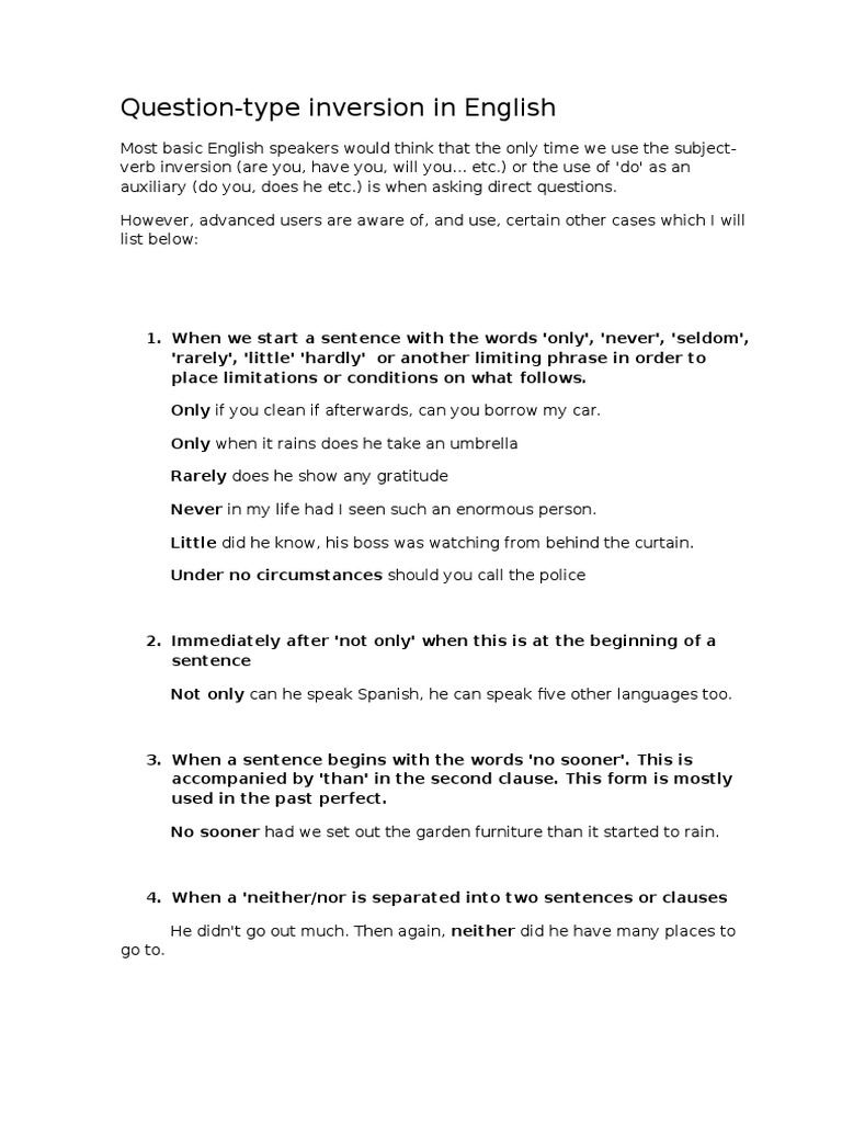 Question-type inversion in English