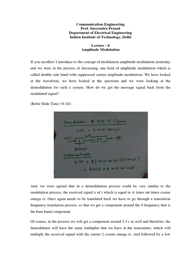 Lec 8 | PDF | Detector (Radio) | Modulation