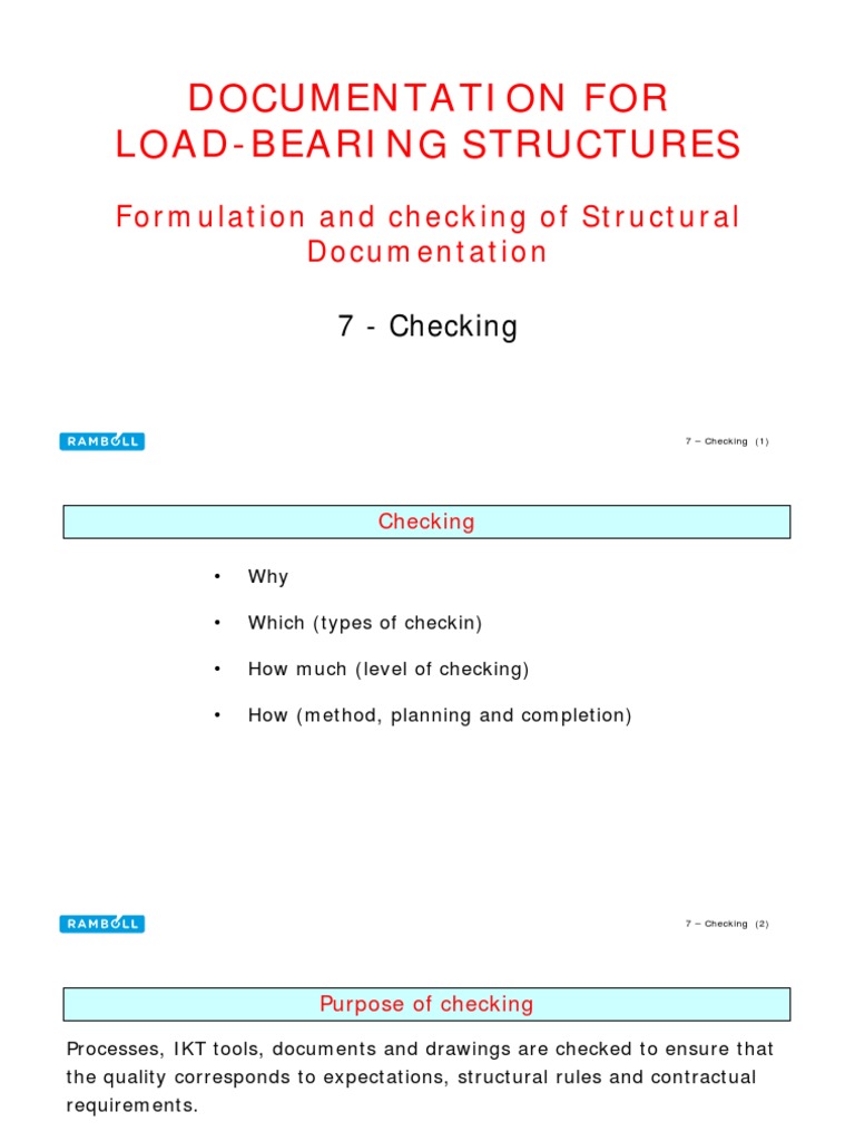 Documentation For Load-Bearing Structures: Formulation and Checking of Structural Documentation ...