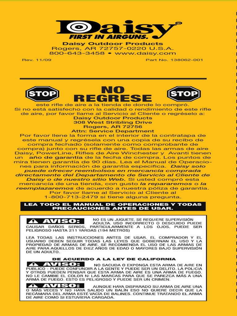 Daisy Manual PDF | PDF | Gatillo (armas de fuego) | Armas de proyectiles